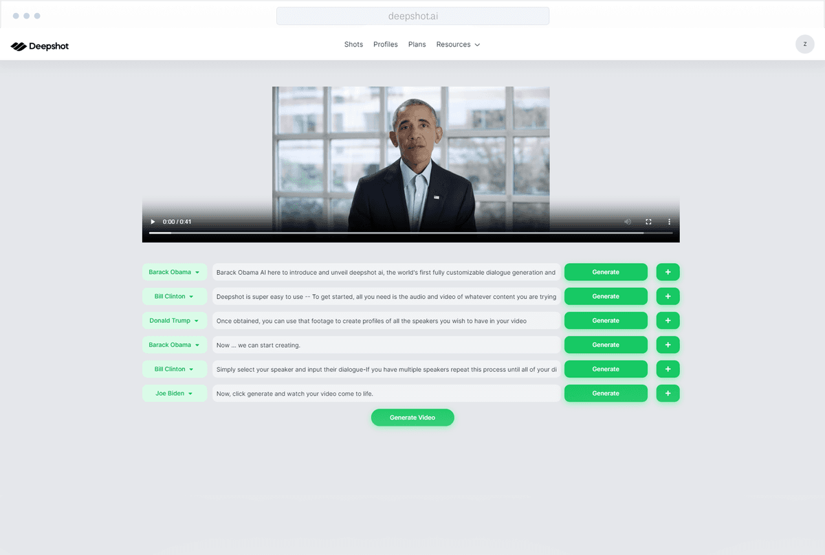 Deepshot - Dialouge generation made simple